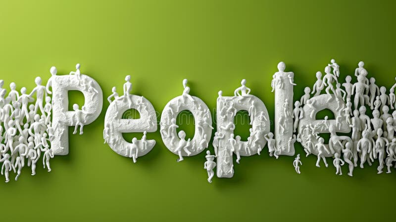 3D "People" Text with Human Figures on a Green Background Stock ...