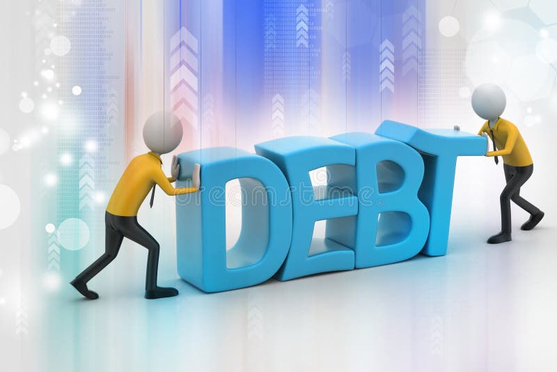 3d People Try To Avoid Debt Stock Illustration - Illustration of ...