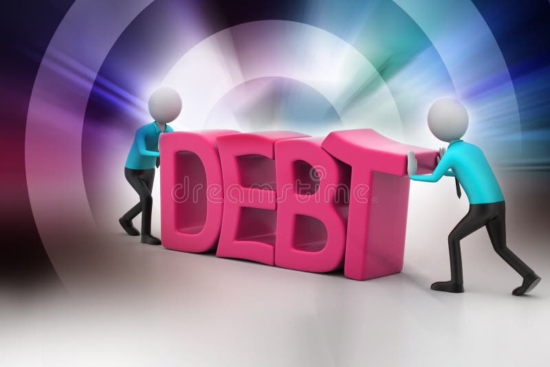 3d People Try To Avoid Debt Stock Illustration - Illustration of ...