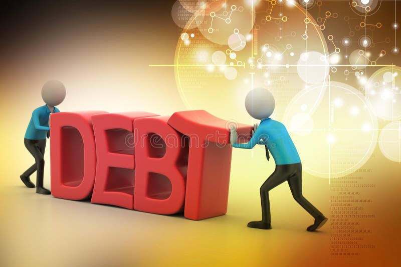 3d People Try To Avoid Debt Stock Illustration - Illustration of ...