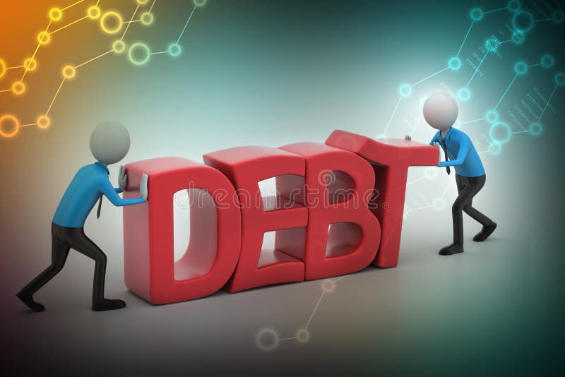 3d People Try To Avoid Debt Stock Illustration - Illustration of ...