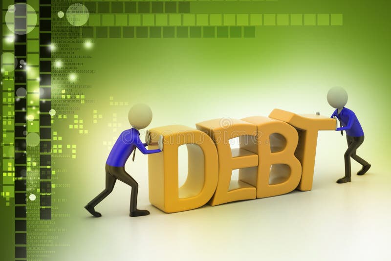 3d People Try To Avoid Debt Stock Illustration - Illustration of ...