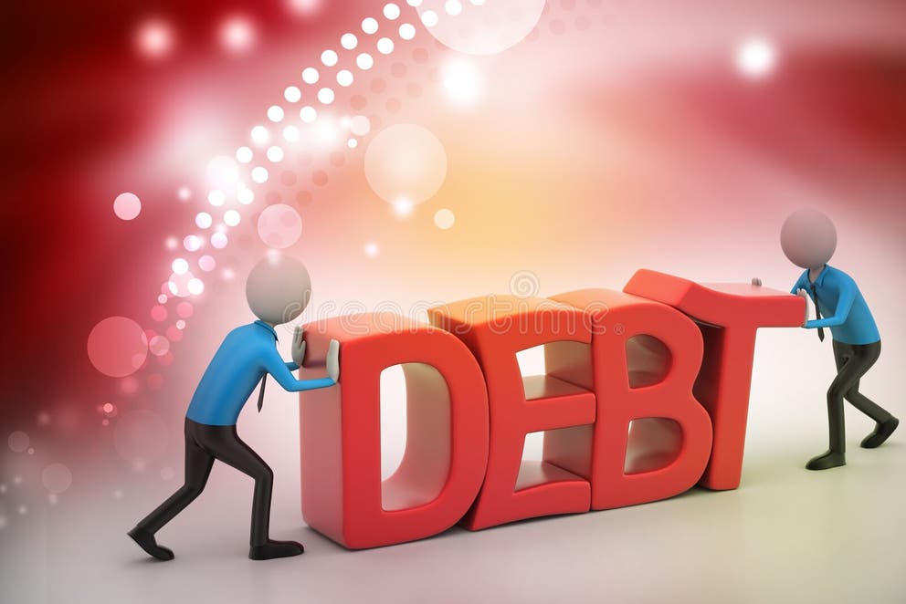 3d People Try To Avoid Debt Stock Illustration - Illustration of ...