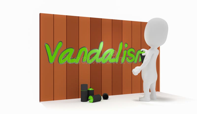 3d People Vandalisme on the Wall Stock Illustration - Illustration of ...