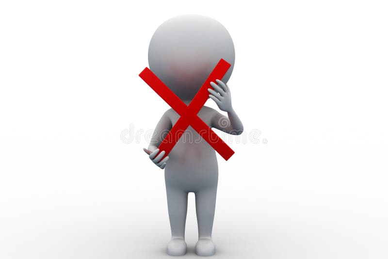 3d People Was Holding A Wrong Symbol Stock Illustration - Illustration ...