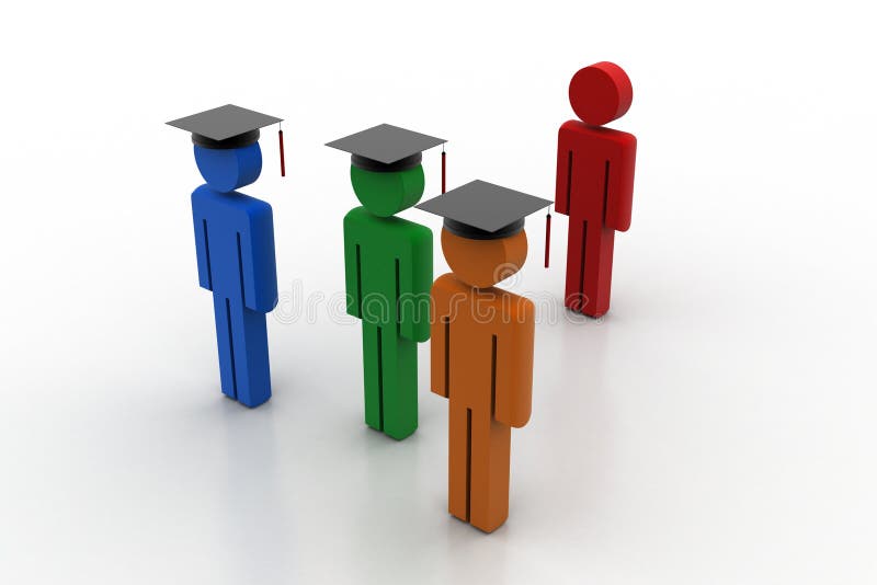3d People Wear Graduation Cap for Pledge Stock Illustration ...