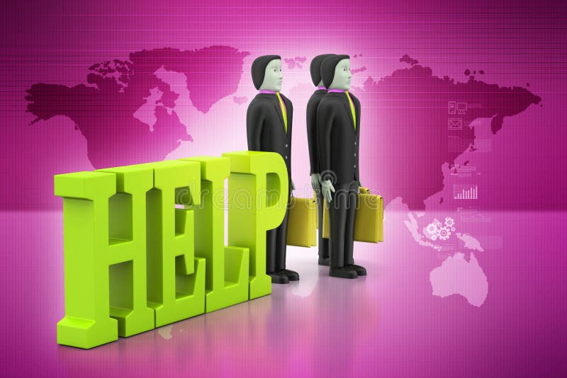 3d People with the Word Help Stock Illustration - Illustration of ...