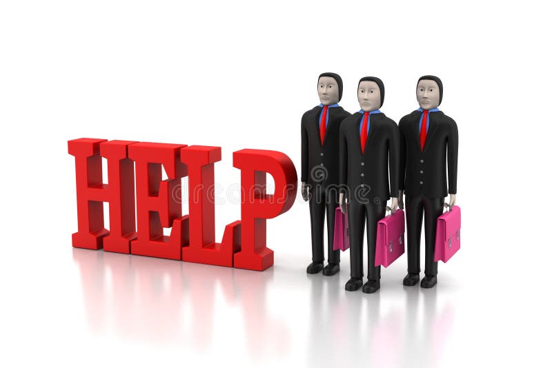 3d People with the Word Help Stock Illustration - Illustration of care ...