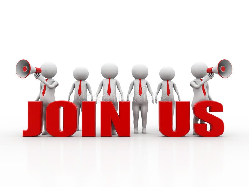 3d People with a Word, Join Us. Isolated White Background Stock ...