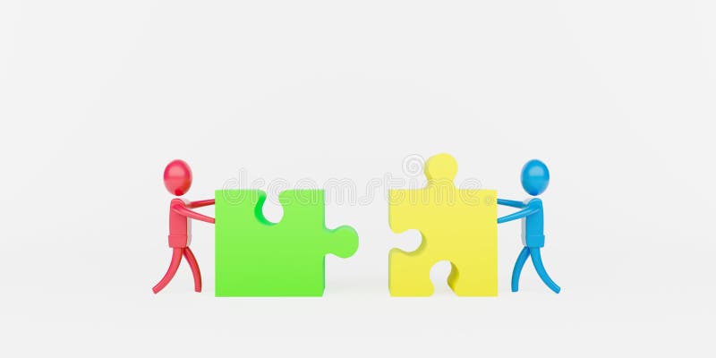 3d People Work Together with the Puzzles. Business Team Concept Stock ...