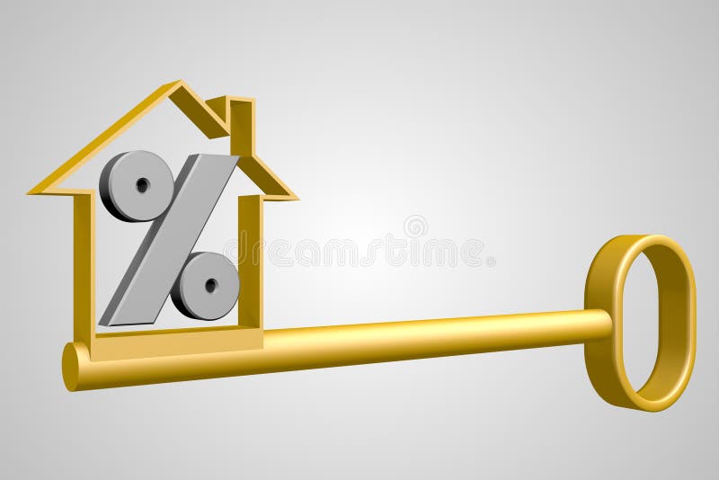 3D Percent Sign and House/ Key Shape Stock Illustration - Illustration ...