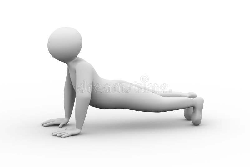 3d Person Doing Push Up Exercise Stock Illustration - Illustration of ...
