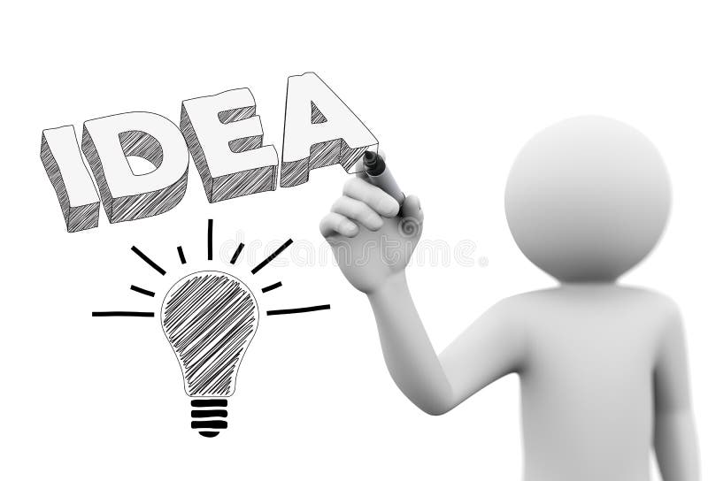 3d Person Drawing 3d Idea Word and Bulb Stock Illustration ... 3d Person Drawing 3d Idea Word and Bulb Stock Illustration ...