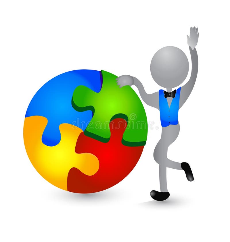 3D Person Figure Solving Puzzle Stock Vector - Illustration of figure ...