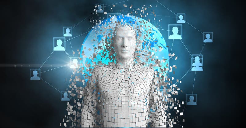 3d Person With Globe And Human Shape In Background Stock Photo - Image ...