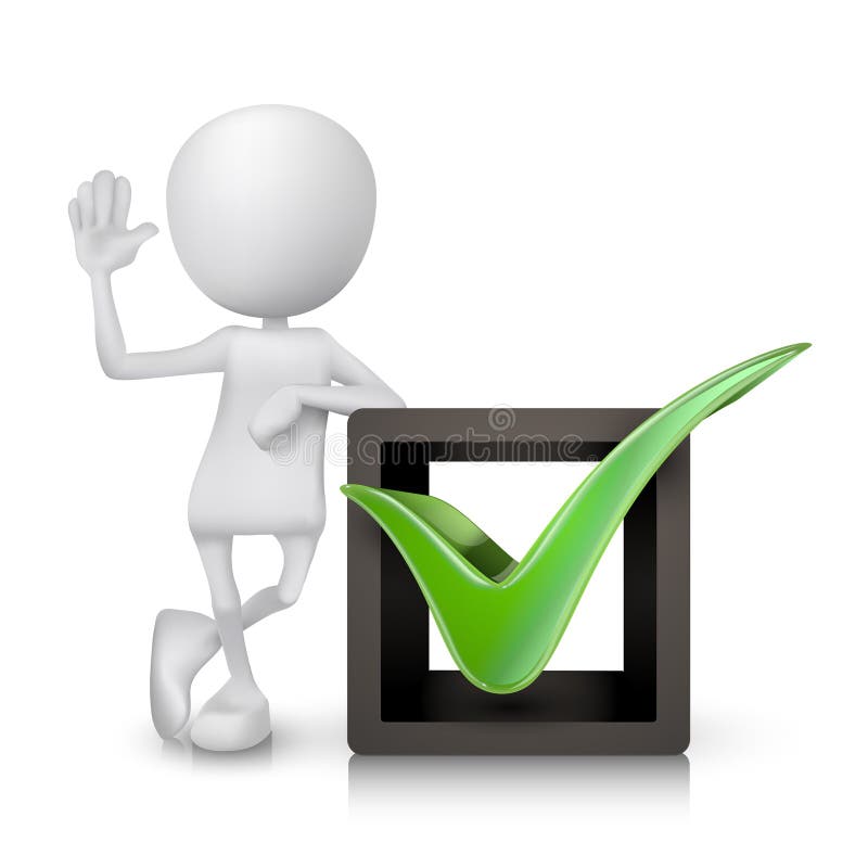 3d Man Vector with Green Check Mark and Thumbs Up. Stock Vector ...