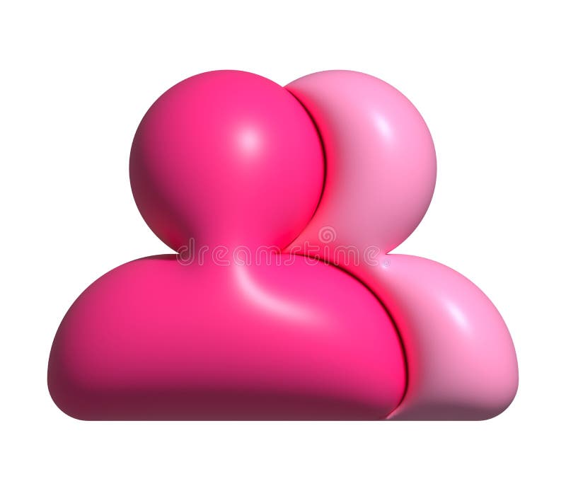 3D Person Group Icon, Pink Person Buttons for Emoji Icon Stock ...