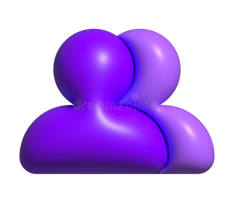 3D Person Group Icon, Purple Person Buttons for Emoji Icon Stock ...