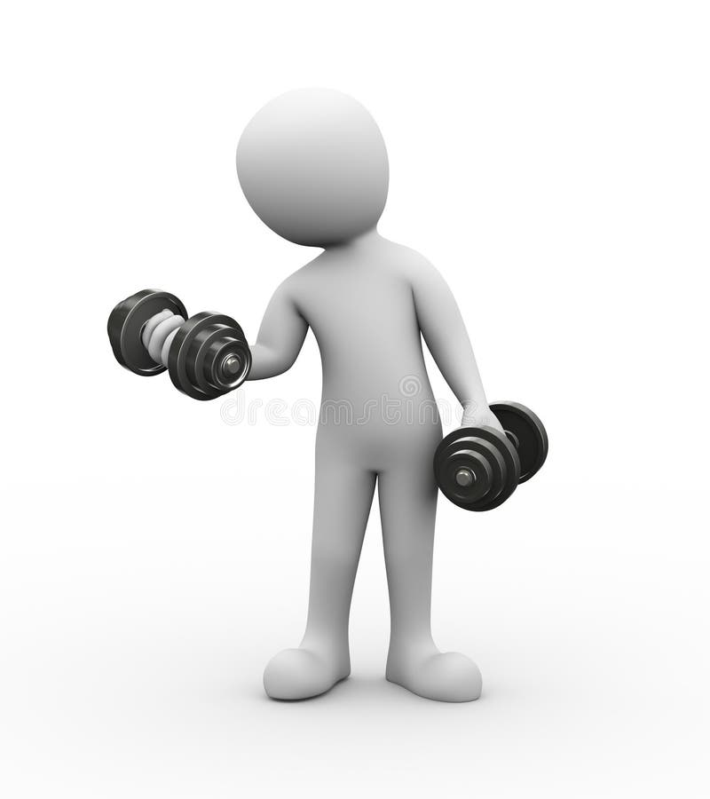 3d Person Gym Dumbbell Exercis Stock Illustration - Illustration of ...