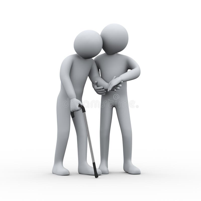 3d Man Helping Older with Wheel Chair Stock Illustration - Illustration ...