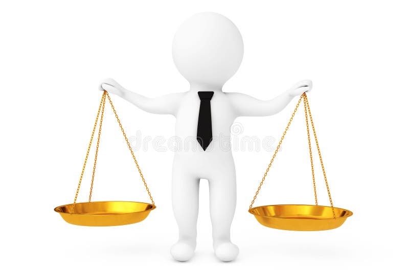 3d Man Holding Balance Scale Stock Illustration - Illustration of equal ...