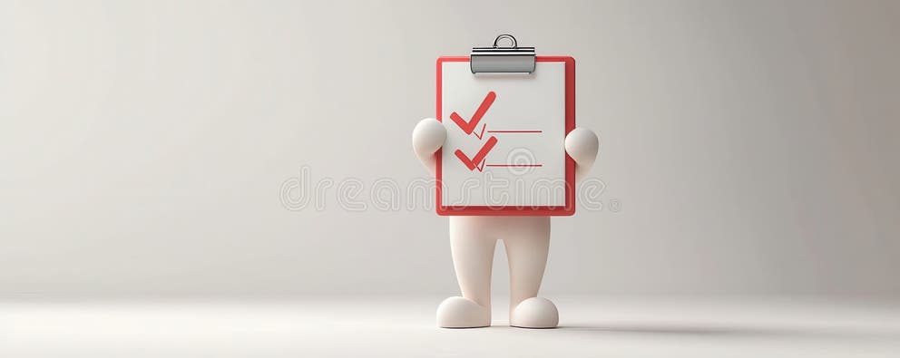 3D Person Holding an Empty Clipboard with Checkmarks Symbolizing ...