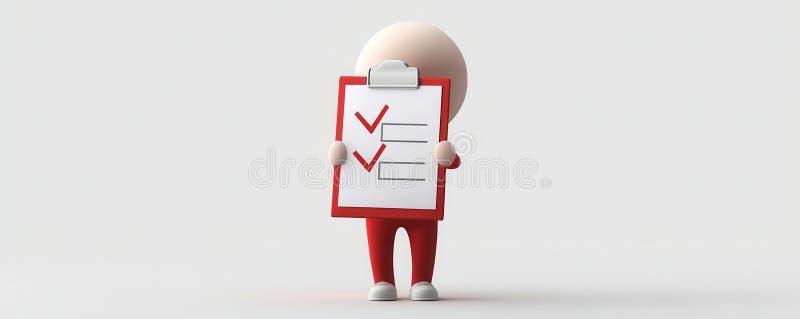 3D Person Holding an Empty Clipboard with Checkmarks Symbolizing ...