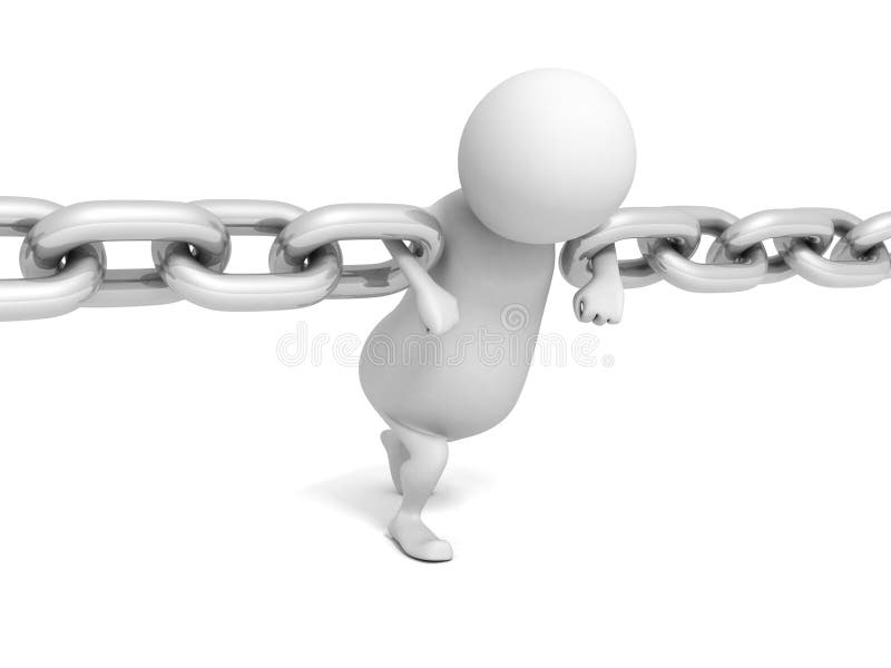 3D Person Holding Two Chains Links Together Connect Stock Illustration ...