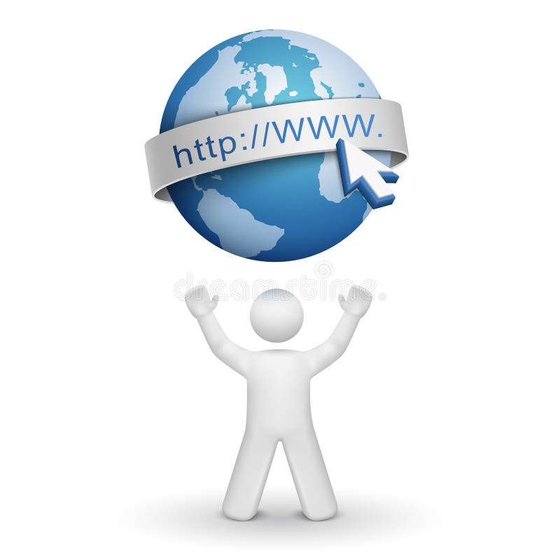 3d Person Looking Up at an Internet Model Stock Vector - Illustration ...