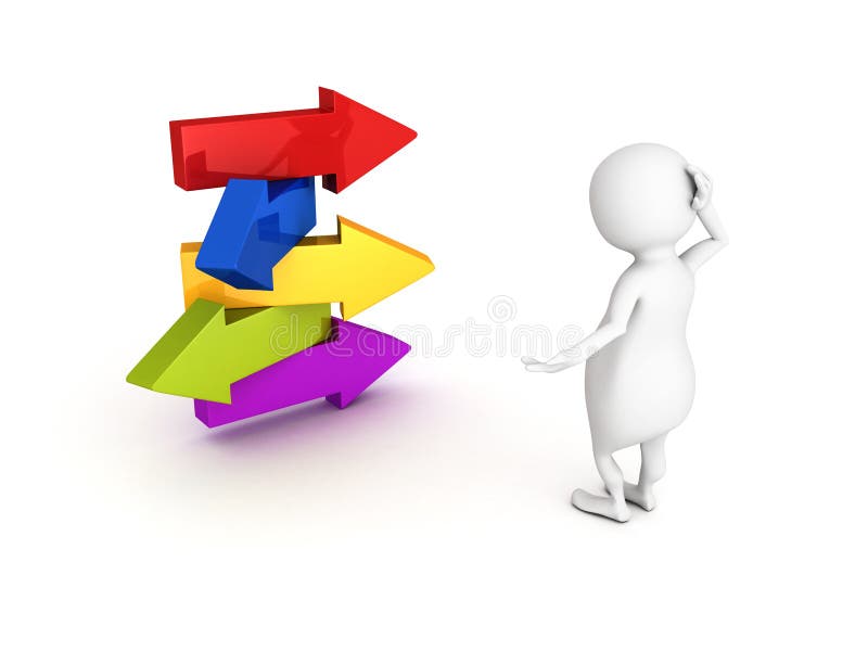 3d Man Help To Make Choice for Partner on Arrow Ways Stock Illustration ...