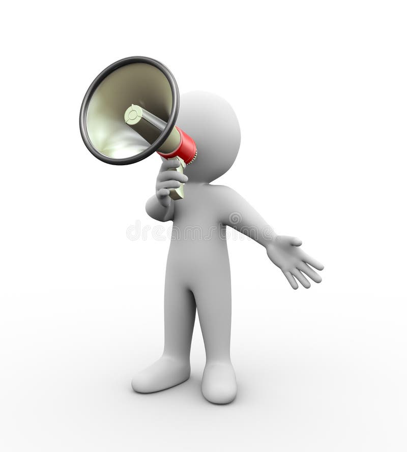3d person with megaphone stock illustration. Illustration of ...