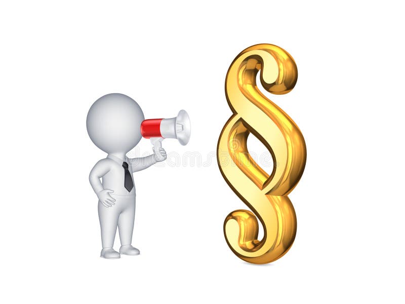 3D Person with Megaphone and Symbol of Paragraph. Stock Illustration ...