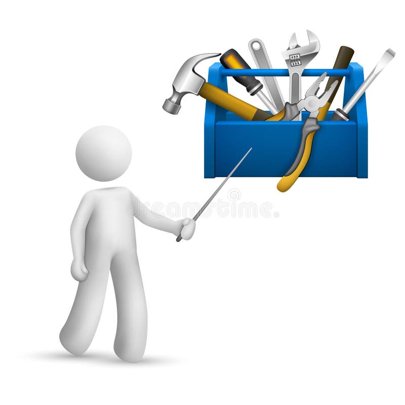 3d Person Pointing at a Toolbox with Tools Stock Vector - Illustration ...
