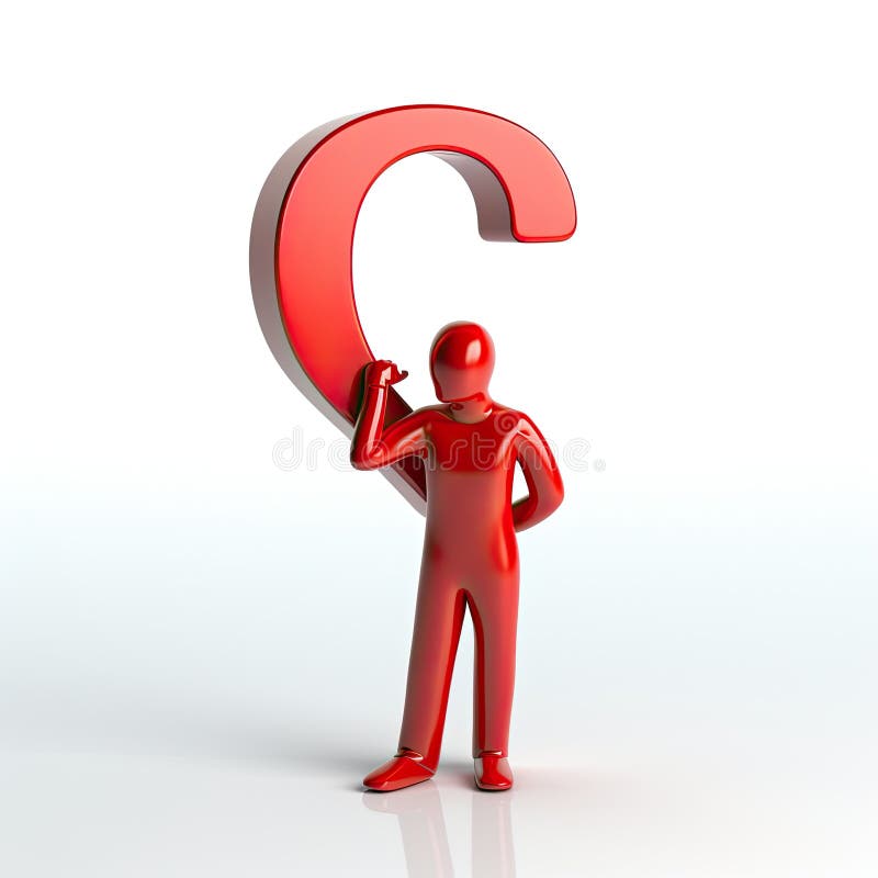 3d Person is Posing with Red Question Mark Stock Illustration ...