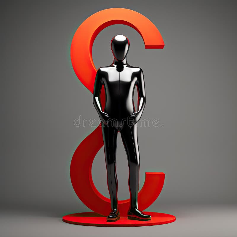 3d Person is Posing with Red Question Mark Stock Illustration ...