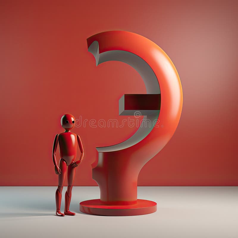3d Person is Posing with Red Question Mark Stock Illustration ...