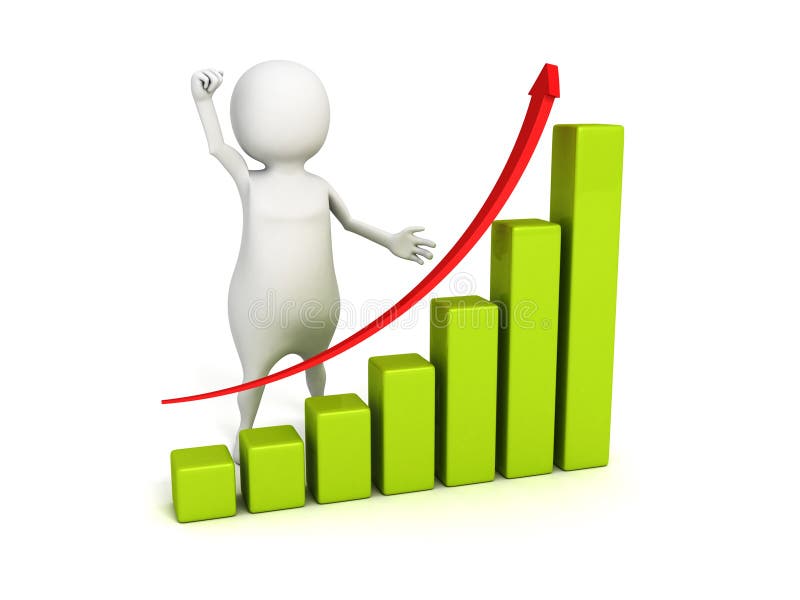 3d Person Presenting Business Successful Growth Chart Graph Stock ...