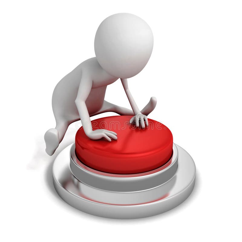 3D Person Pushing A Red Button In Jump Stock Illustration ...