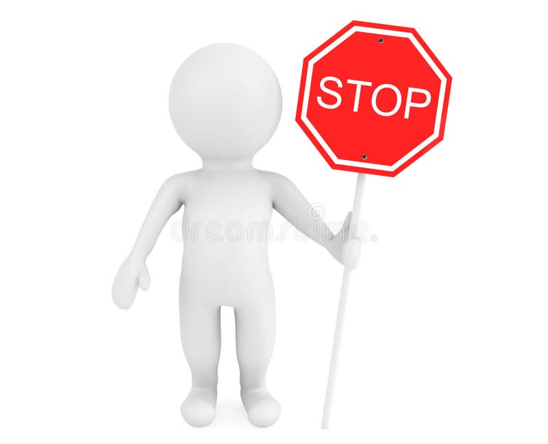 3d man showing stop sign stock illustration. Illustration of resist ...