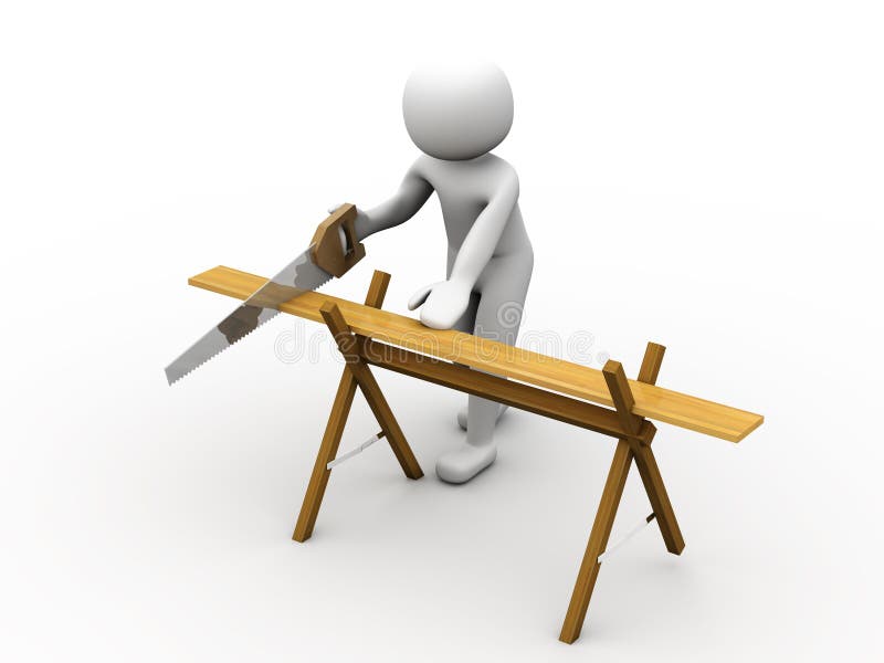 3d person using a saw stock illustration. Illustration of human - 34315979