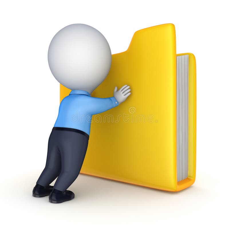 3d Person and Yellow Folder. Stock Illustration - Illustration of ...
