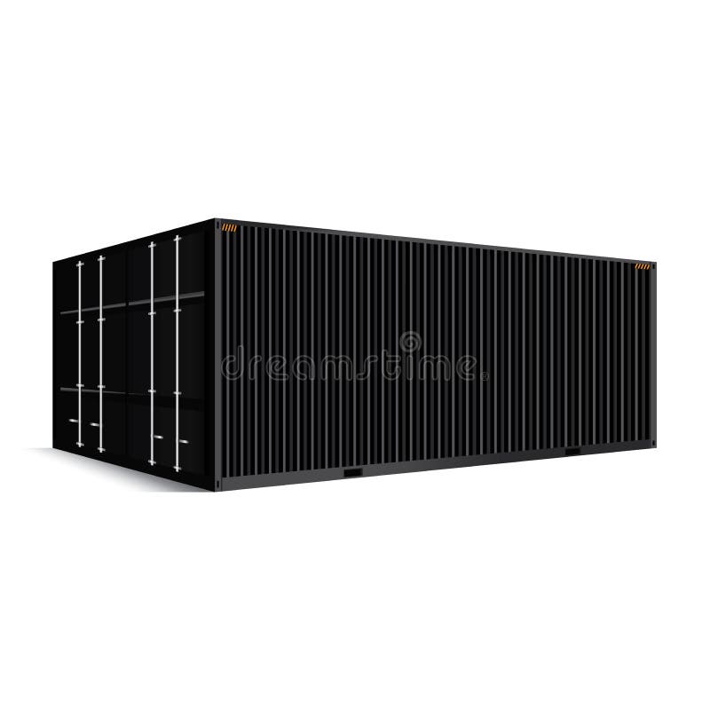 3d Perspective Black Cargo Container Shipping Freight Isolated T Stock ...