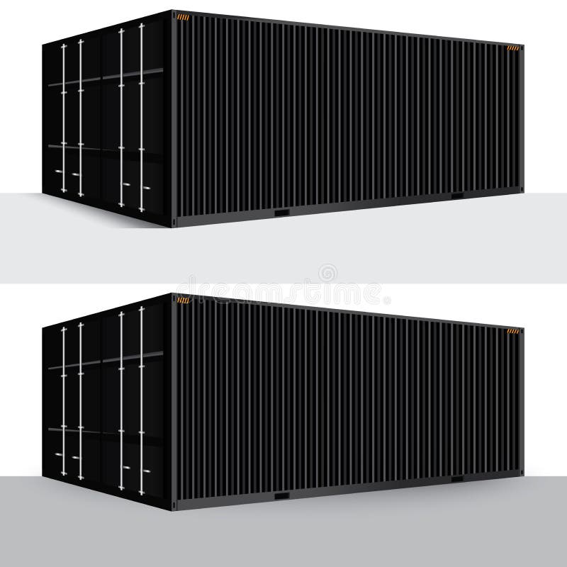 3d Perspective Black Cargo Container Shipping Freight Isolated T Stock ...