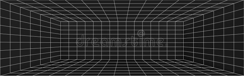 3D Perspective of Black Wireframe Room Background Stock Vector ...