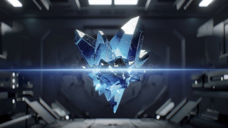 3d Perspective of Futuristic Blue Crystal Installation a Surreal Sci-fi ...