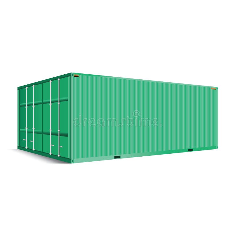 3d Perspective Green Cargo Container Shipping Freight Isolated T Stock ...