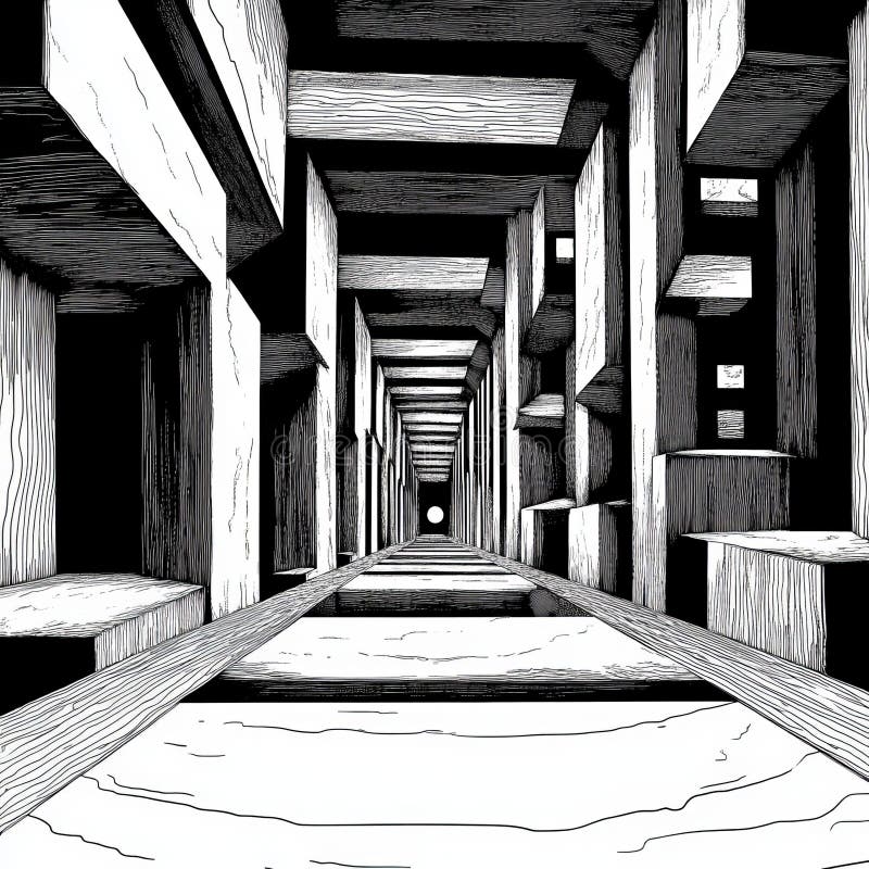 A 3D Perspective View Graphic of a Square Room Grid with a Blank ...