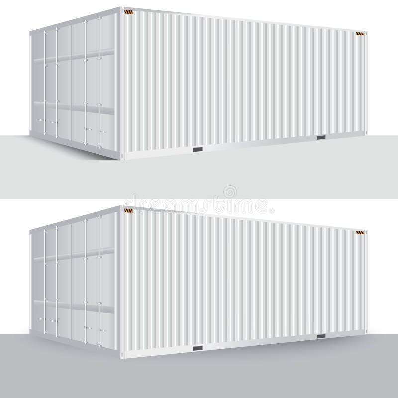 3d Perspective White Cargo Container Shipping Freight Isolated T Stock ...
