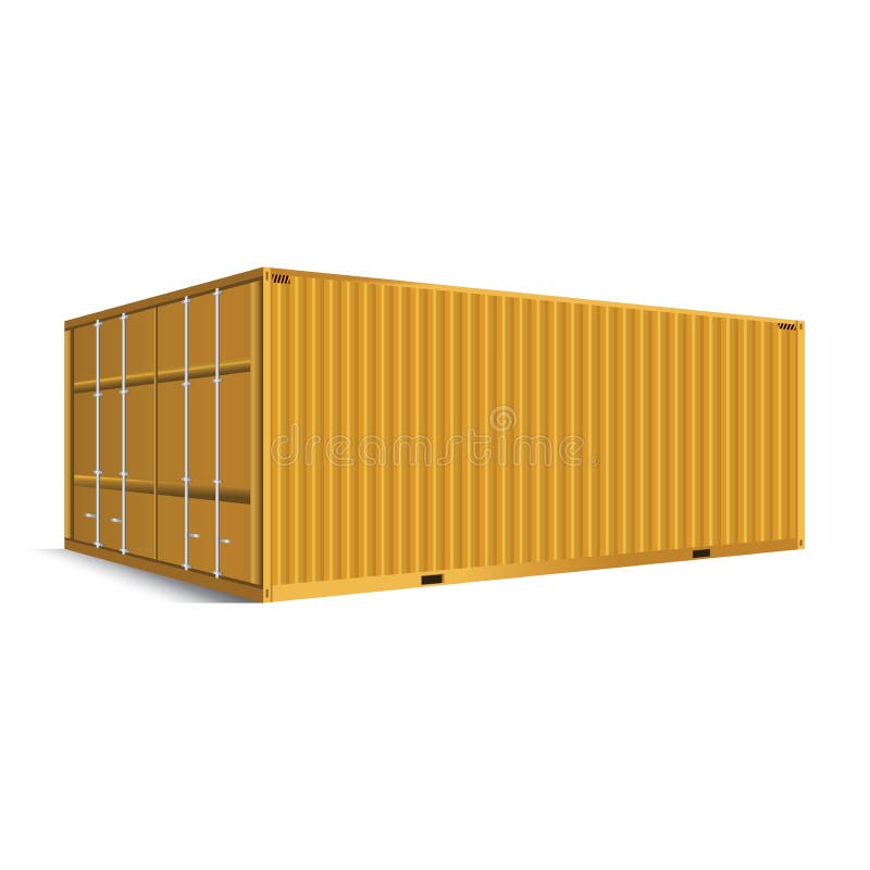 3d Perspective Yellow Cargo Container Shipping Freight Isolated Stock ...