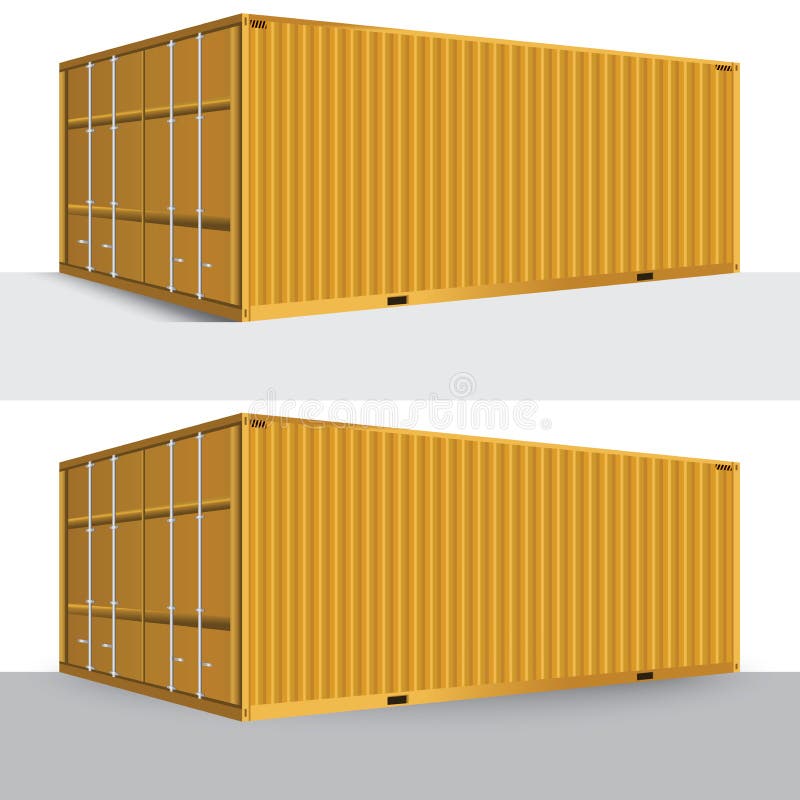 3d Perspective Yellow Cargo Container Shipping Freight Isolated Stock ...